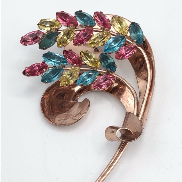 Coro | Jewelry | Vintage Coro Sterling Rhinestone Floral Brooch Pin ...